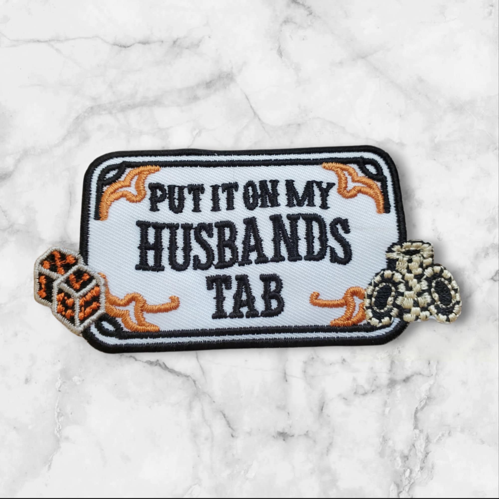 Put It On My Husband's Tab Casino Patch - Dice Poker Chips Embroidered ...