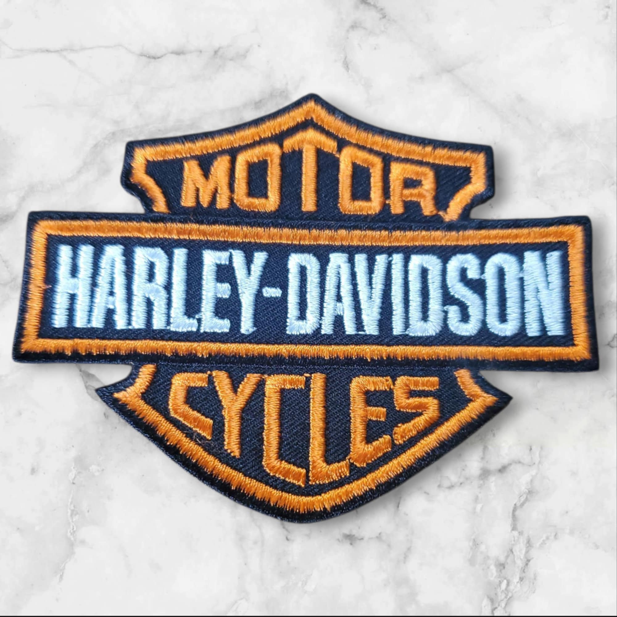 Orange & Black Embroidered Shield Patch – Bold Stripe Design – Bougie ...
